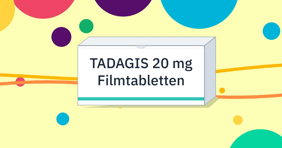 Symbolbild: Packung mit der Aufschrift TADAGIS 20 mg Filmtabletten (PZN 20052200) – Verfügbarkeit und Bezug in Apotheken in Frankfurt am Main