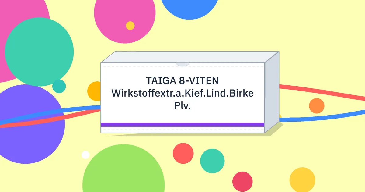 Symbolbild: Packung mit der Aufschrift TAIGA 8-VITEN Wirkstoffextr.a.Kief.Lind.Birke Plv. (PZN 19779813) – Verfügbarkeit und Bezug in Apotheken in Frankfurt am Main