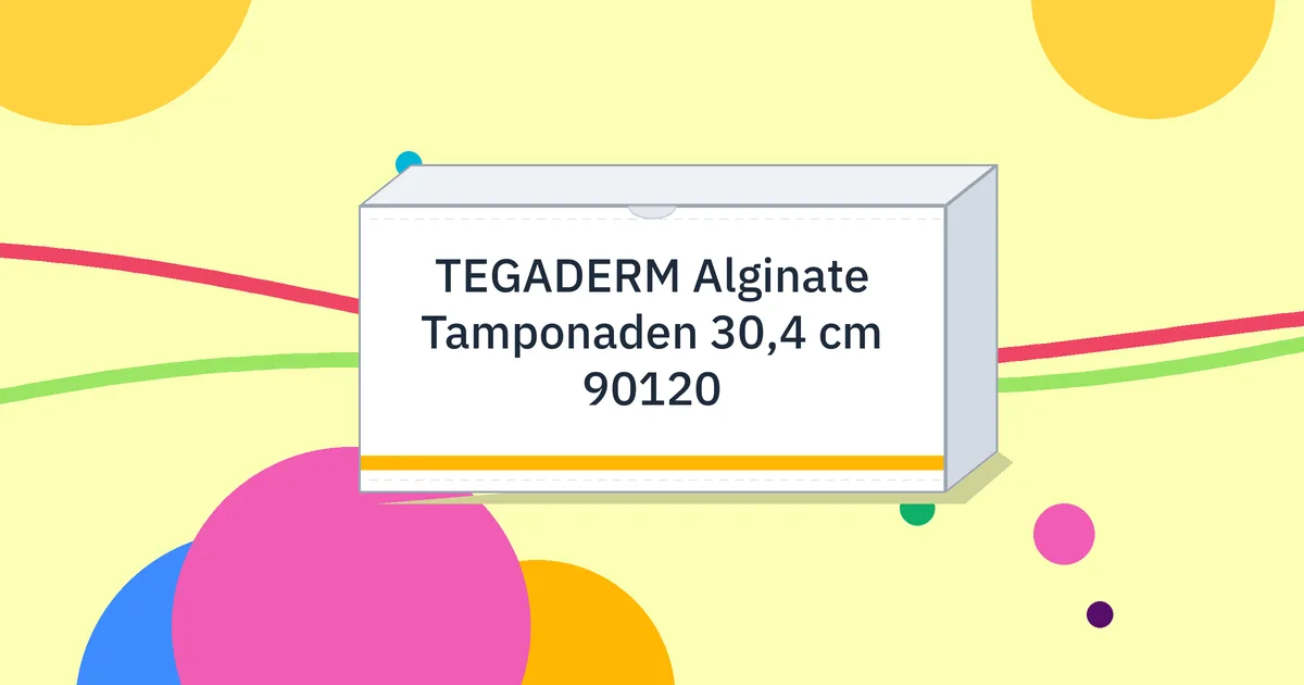 Symbolbild: Packung mit der Aufschrift TEGADERM Alginate Tamponaden 30,4 cm 90120 (PZN 08453853) – Verfügbarkeit und Bezug in Apotheken in Frankfurt am Main