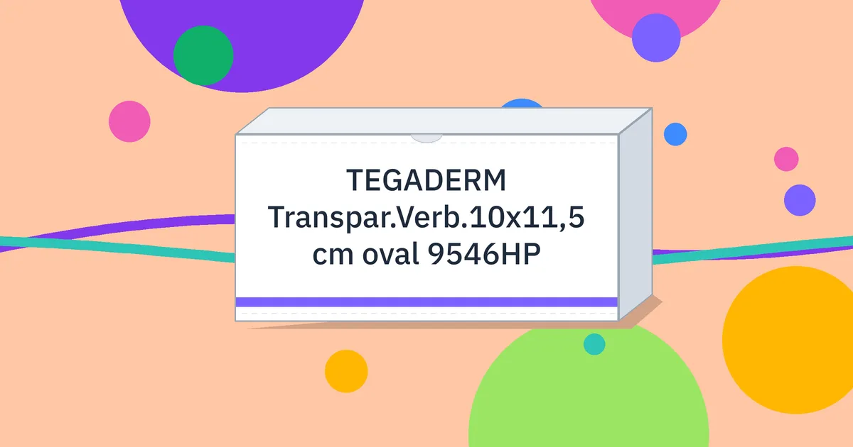 Symbolbild: Packung mit der Aufschrift TEGADERM Transpar.Verb.10x11,5 cm oval 9546HP (PZN 11114876) – Verfügbarkeit und Bezug in Apotheken in Frankfurt am Main