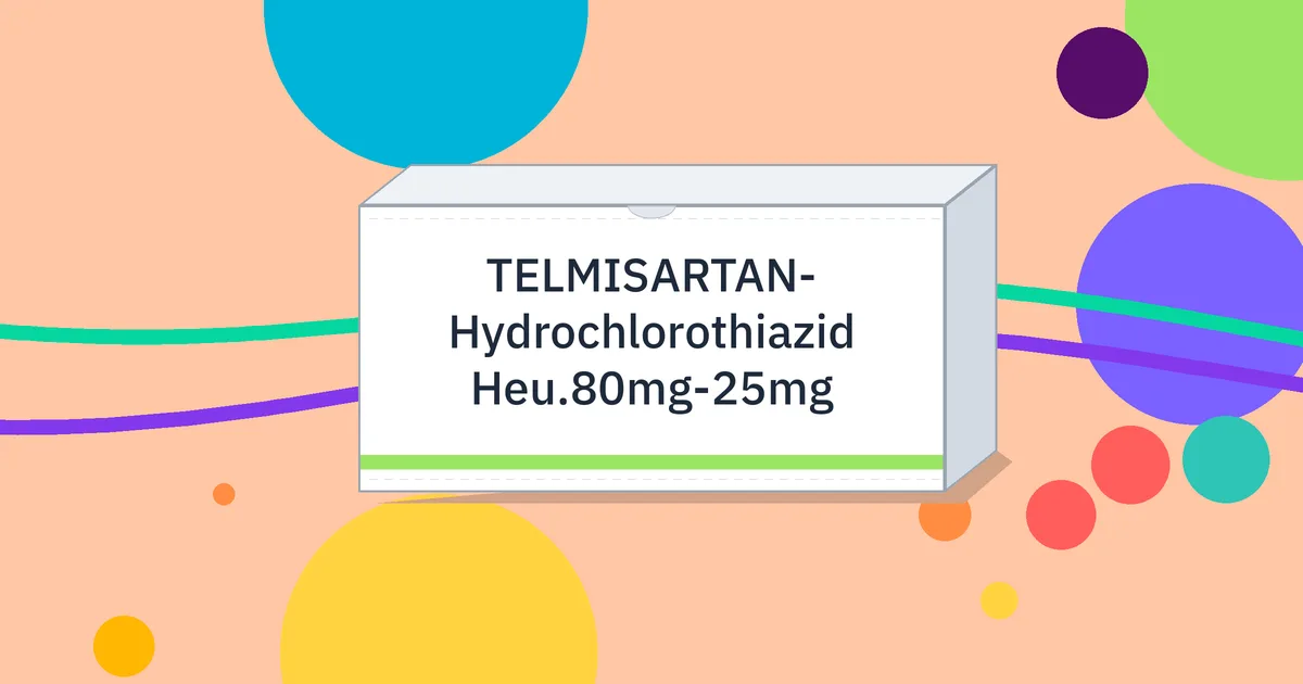 Symbolbild: Packung mit der Aufschrift TELMISARTAN-Hydrochlorothiazid Heu.80mg-25mg (PZN 10419585) – Verfügbarkeit und Bezug in Apotheken in Frankfurt am Main