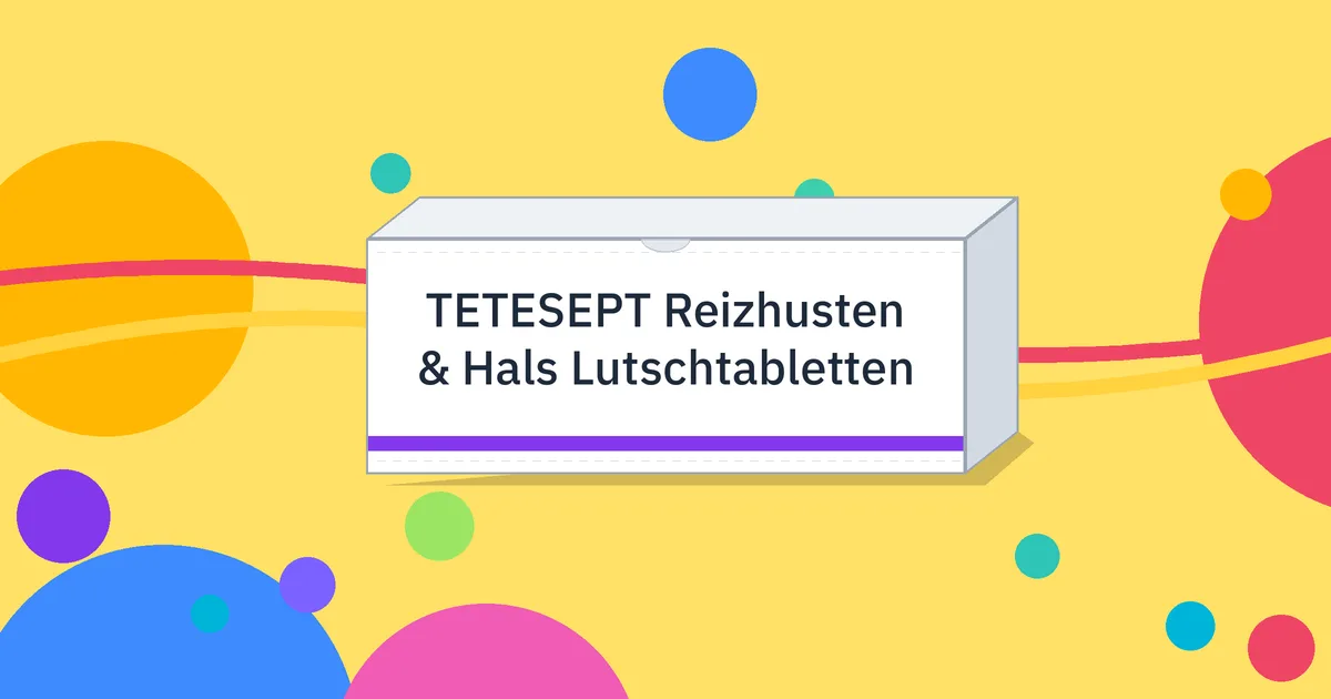 Symbolbild: Packung mit der Aufschrift TETESEPT Reizhusten & Hals Lutschtabletten (PZN 11089747) – Verfügbarkeit und Bezug in Apotheken in Frankfurt am Main