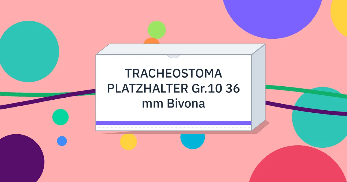 Symbolbild: Packung mit der Aufschrift TRACHEOSTOMA PLATZHALTER Gr.10 36 mm Bivona (PZN 02336856) – Verfügbarkeit und Bezug in Apotheken in Frankfurt am Main