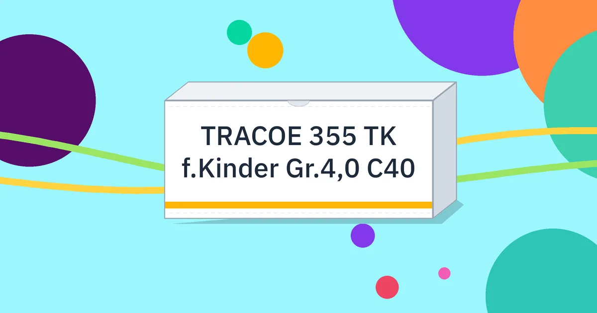 Symbolbild: Packung mit der Aufschrift TRACOE 355 TK f.Kinder Gr.4,0 C40 (PZN 11644143) – Verfügbarkeit und Bezug in Apotheken in Frankfurt am Main