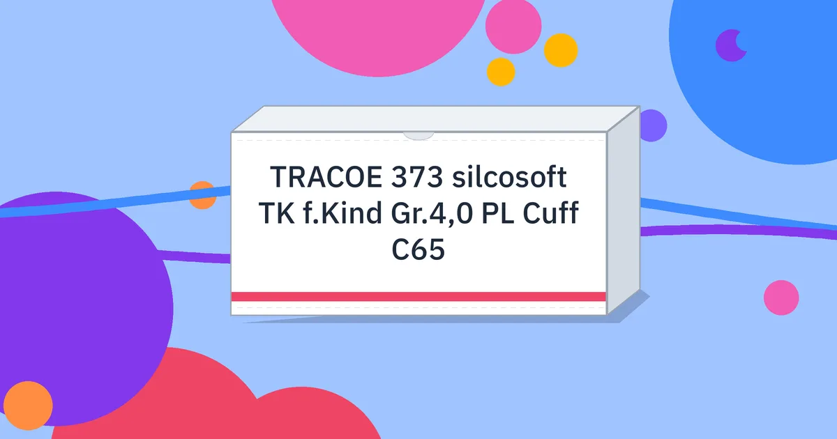 Symbolbild: Packung mit der Aufschrift TRACOE 373 silcosoft TK f.Kind Gr.4,0 PL Cuff C65 (PZN 14317290) – Verfügbarkeit und Bezug in Apotheken in Frankfurt am Main