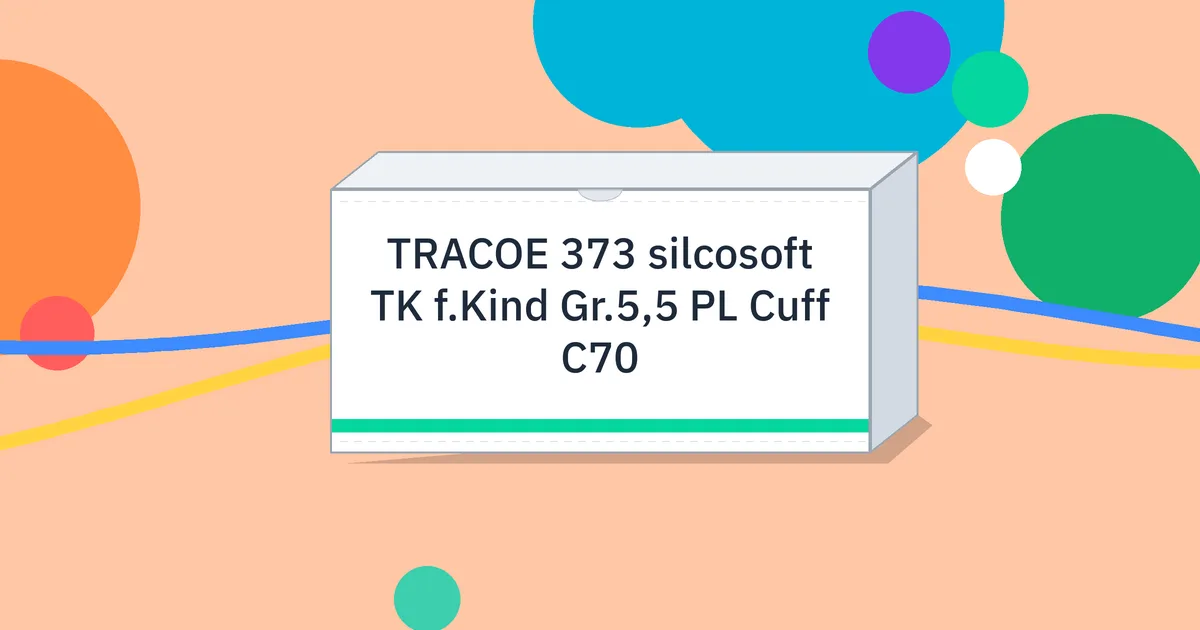Symbolbild: Packung mit der Aufschrift TRACOE 373 silcosoft TK f.Kind Gr.5,5 PL Cuff C70 (PZN 14317628) – Verfügbarkeit und Bezug in Apotheken in Frankfurt am Main
