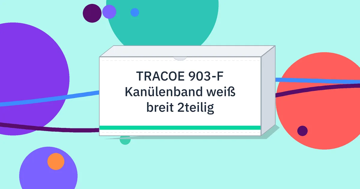Symbolbild: Packung mit der Aufschrift TRACOE 903-F Kanülenband weiß breit 2teilig (PZN 02722192) – Verfügbarkeit und Bezug in Apotheken in Frankfurt am Main