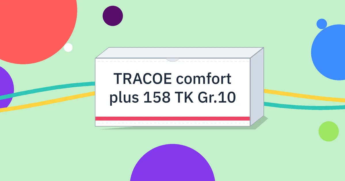 Symbolbild: Packung mit der Aufschrift TRACOE comfort plus 158 TK Gr.10 (PZN 10750593) – Verfügbarkeit und Bezug in Apotheken in Frankfurt am Main