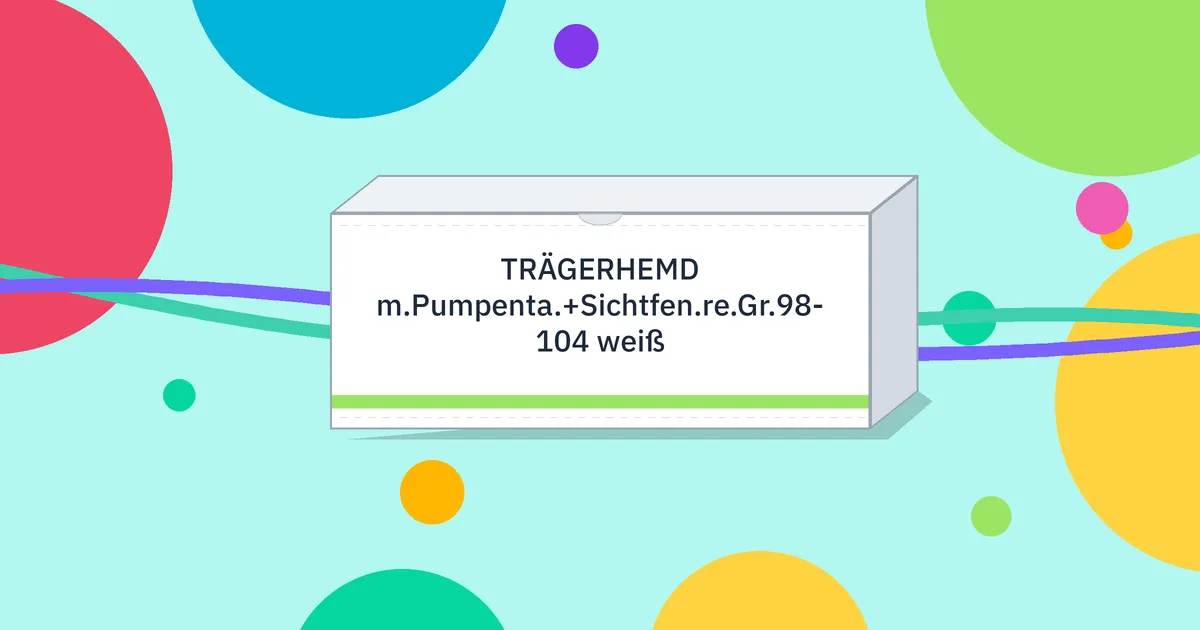 Symbolbild: Packung mit der Aufschrift TRÄGERHEMD m.Pumpenta.+Sichtfen.re.Gr.98-104 weiß (PZN 20375104) – Verfügbarkeit und Bezug in Apotheken in Frankfurt am Main