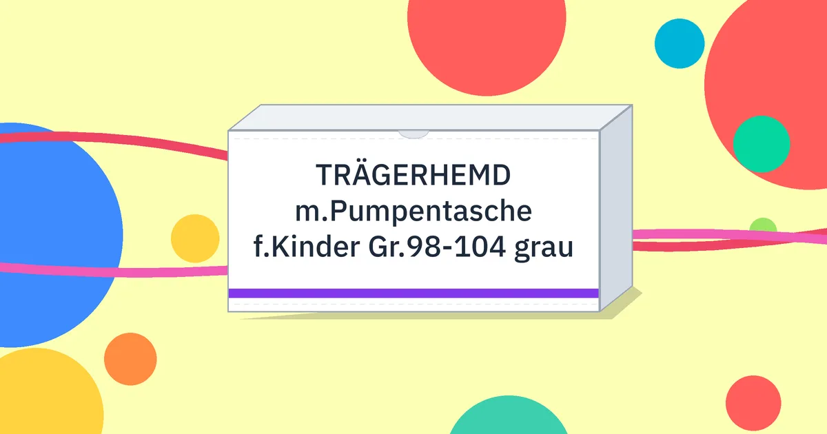 Symbolbild: Packung mit der Aufschrift TRÄGERHEMD m.Pumpentasche f.Kinder Gr.98-104 grau (PZN 11552889) – Verfügbarkeit und Bezug in Apotheken in Frankfurt am Main