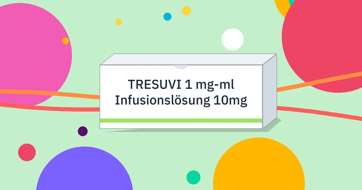 Symbolbild: Packung mit der Aufschrift TRESUVI 1 mg-ml Infusionslösung 10mg (PZN 17197136) – Verfügbarkeit und Bezug in Apotheken in Frankfurt am Main