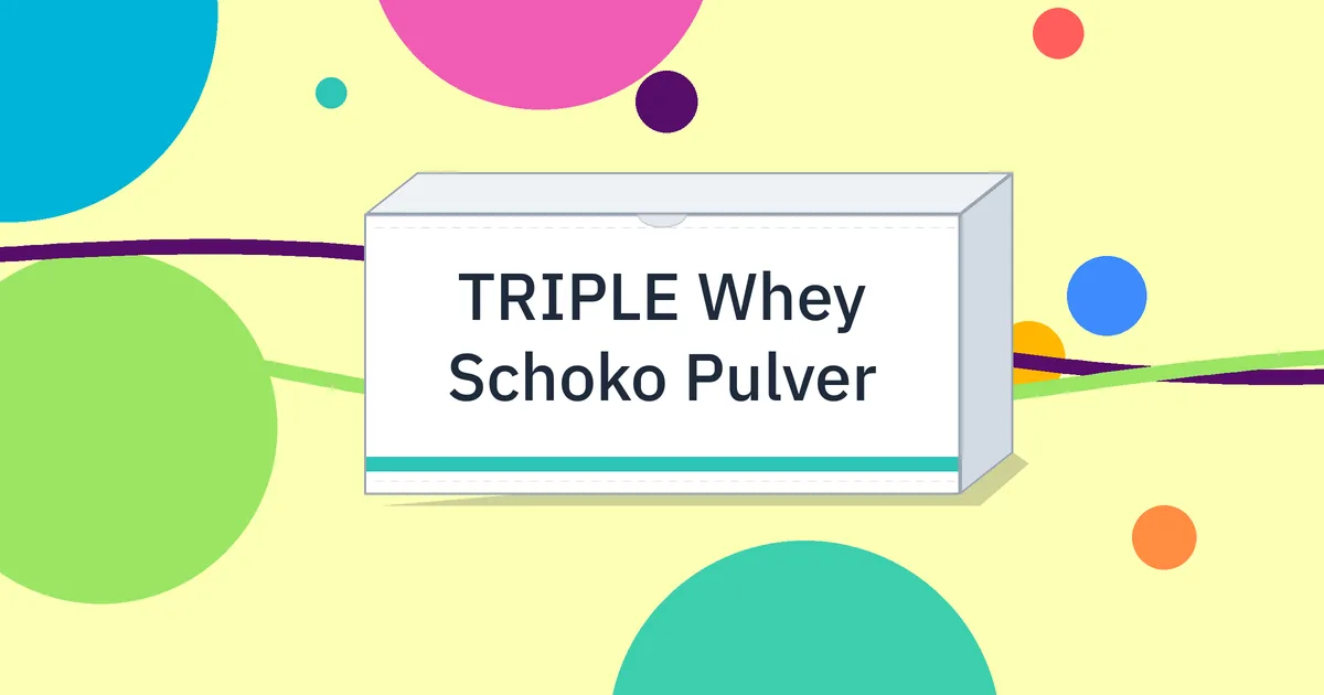 Symbolbild: Packung mit der Aufschrift TRIPLE Whey Schoko Pulver (PZN 10534493) – Verfügbarkeit und Bezug in Apotheken in Frankfurt am Main
