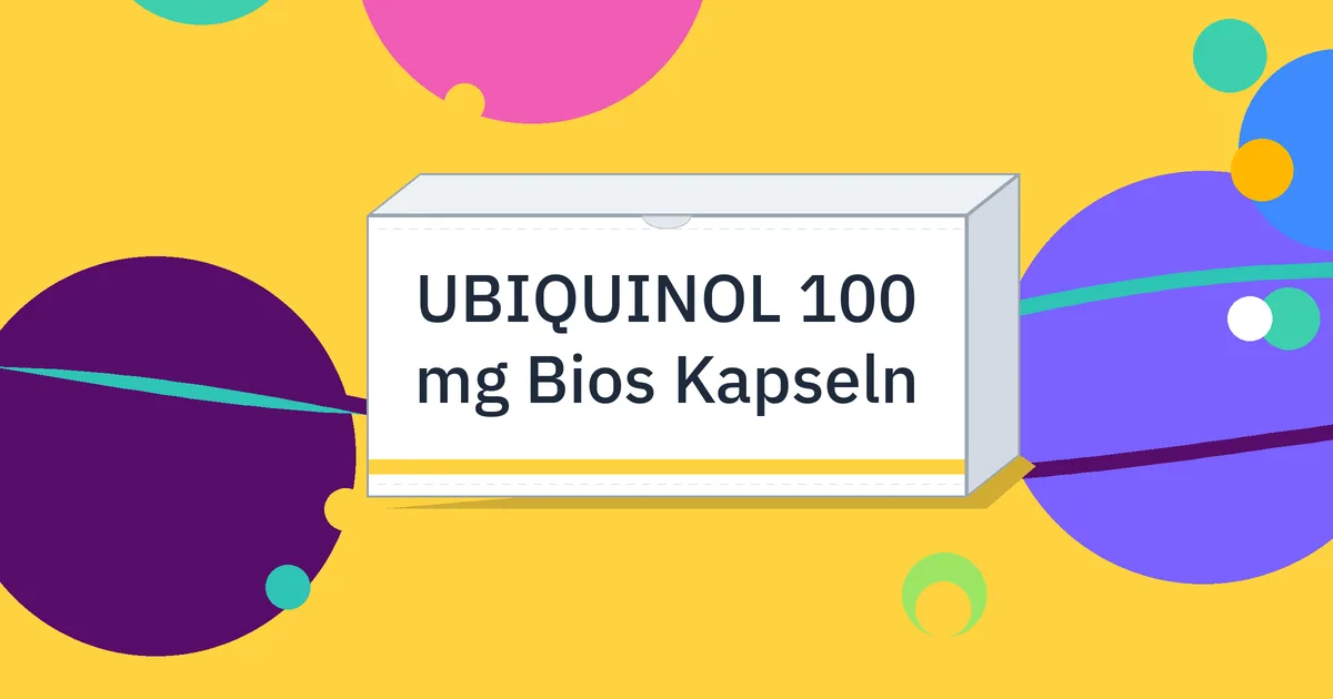 Symbolbild: Packung mit der Aufschrift UBIQUINOL 100 mg Bios Kapseln (PZN 16571638) – Verfügbarkeit und Bezug in Apotheken in Frankfurt am Main