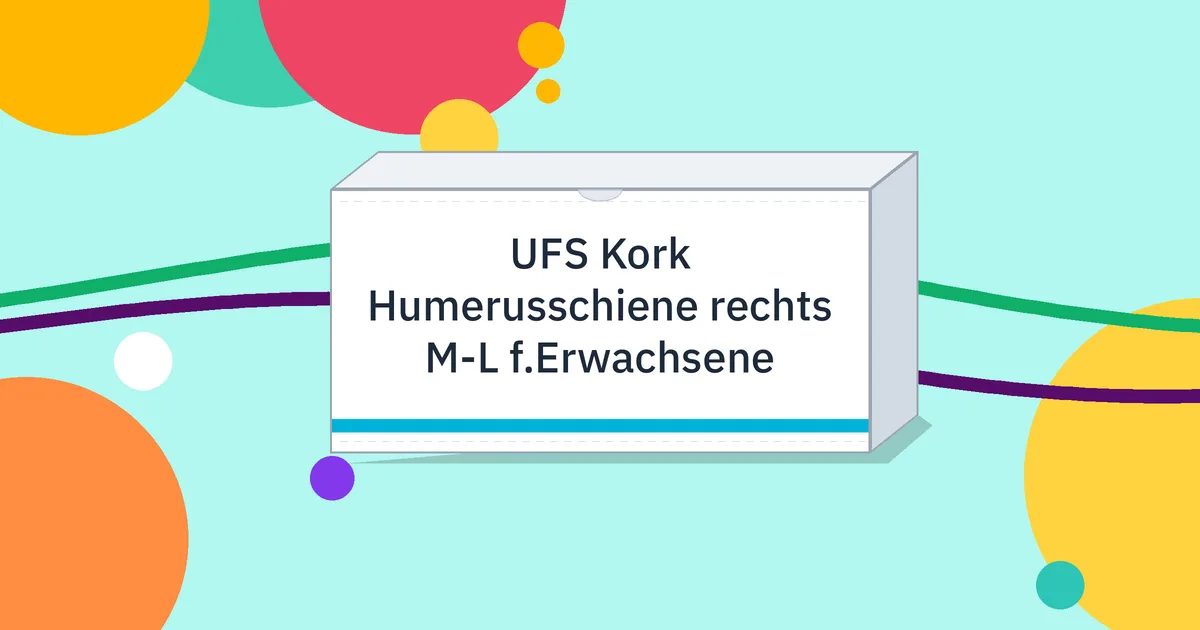 Symbolbild: Packung mit der Aufschrift UFS Kork Humerusschiene rechts M-L f.Erwachsene (PZN 04810121) – Verfügbarkeit und Bezug in Apotheken in Frankfurt am Main