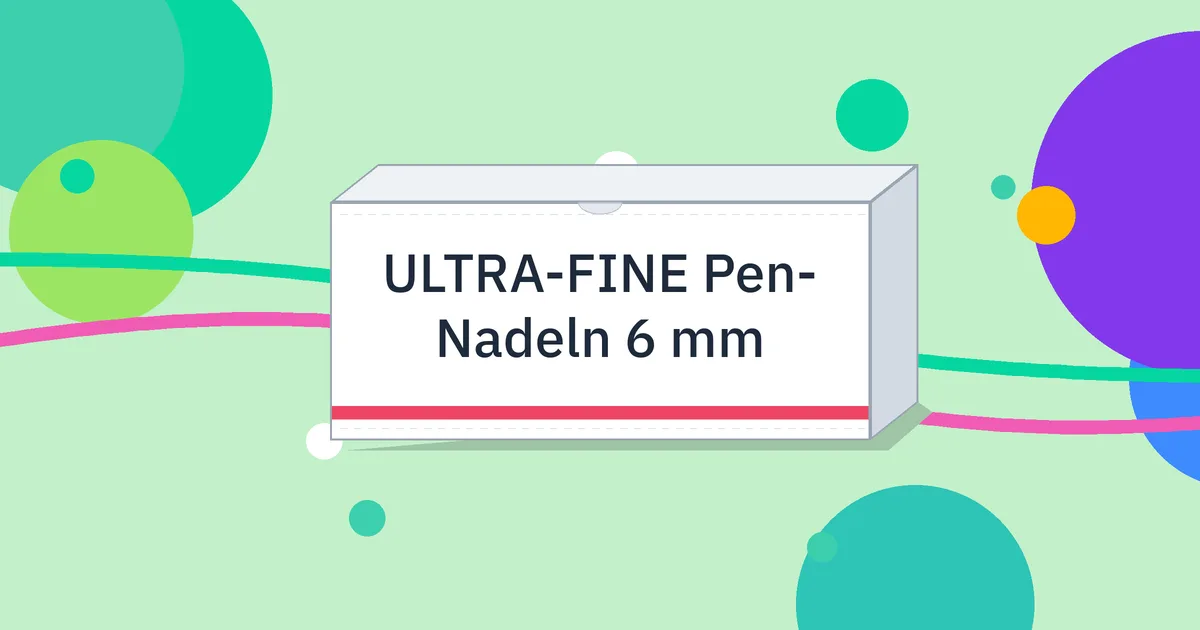 Symbolbild: Packung mit der Aufschrift ULTRA-FINE Pen-Nadeln 6 mm (PZN 20593203) – Verfügbarkeit und Bezug in Apotheken in Frankfurt am Main