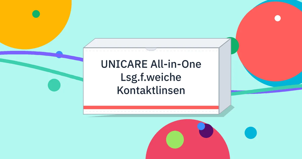 Symbolbild: Packung mit der Aufschrift UNICARE All-in-One Lsg.f.weiche Kontaktlinsen (PZN 11103542) – Verfügbarkeit und Bezug in Apotheken in Frankfurt am Main