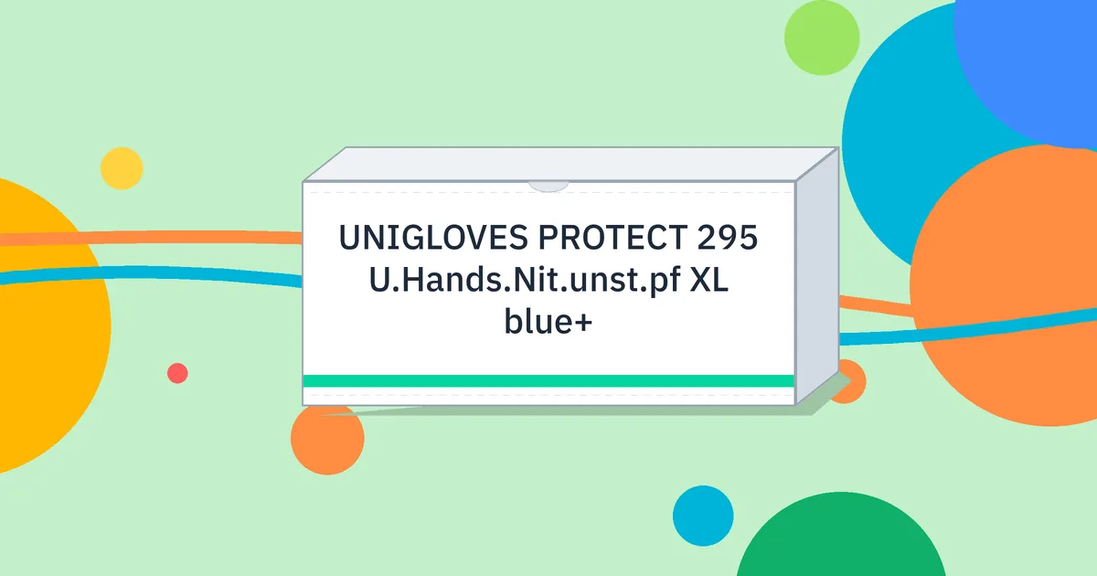 Symbolbild: Packung mit der Aufschrift UNIGLOVES PROTECT 295 U.Hands.Nit.unst.pf XL blue+ (PZN 20080283) – Verfügbarkeit und Bezug in Apotheken in Frankfurt am Main