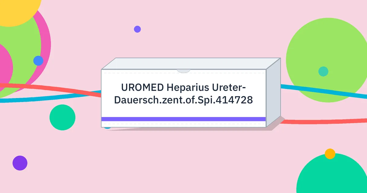 Symbolbild: Packung mit der Aufschrift UROMED Heparius Ureter-Dauersch.zent.of.Spi.414728 (PZN 11370705) – Verfügbarkeit und Bezug in Apotheken in Frankfurt am Main