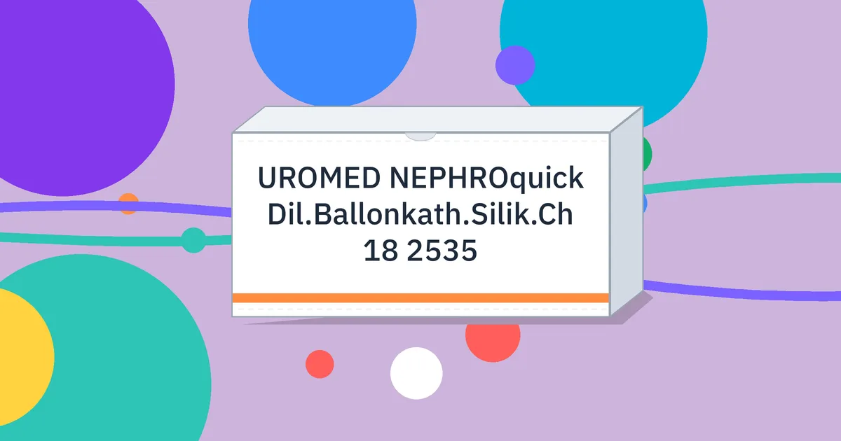 Symbolbild: Packung mit der Aufschrift UROMED NEPHROquick Dil.Ballonkath.Silik.Ch 18 2535 (PZN 10250040) – Verfügbarkeit und Bezug in Apotheken in Frankfurt am Main