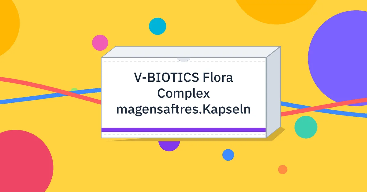 Symbolbild: Packung mit der Aufschrift V-BIOTICS Flora Complex magensaftres.Kapseln (PZN 19296256) – Verfügbarkeit und Bezug in Apotheken in Frankfurt am Main