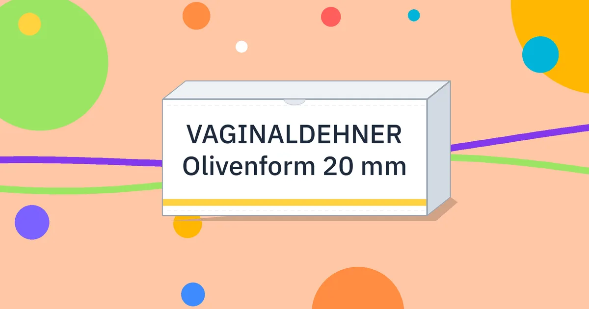Symbolbild: Packung mit der Aufschrift VAGINALDEHNER Olivenform 20 mm (PZN 16356880) – Verfügbarkeit und Bezug in Apotheken in Frankfurt am Main