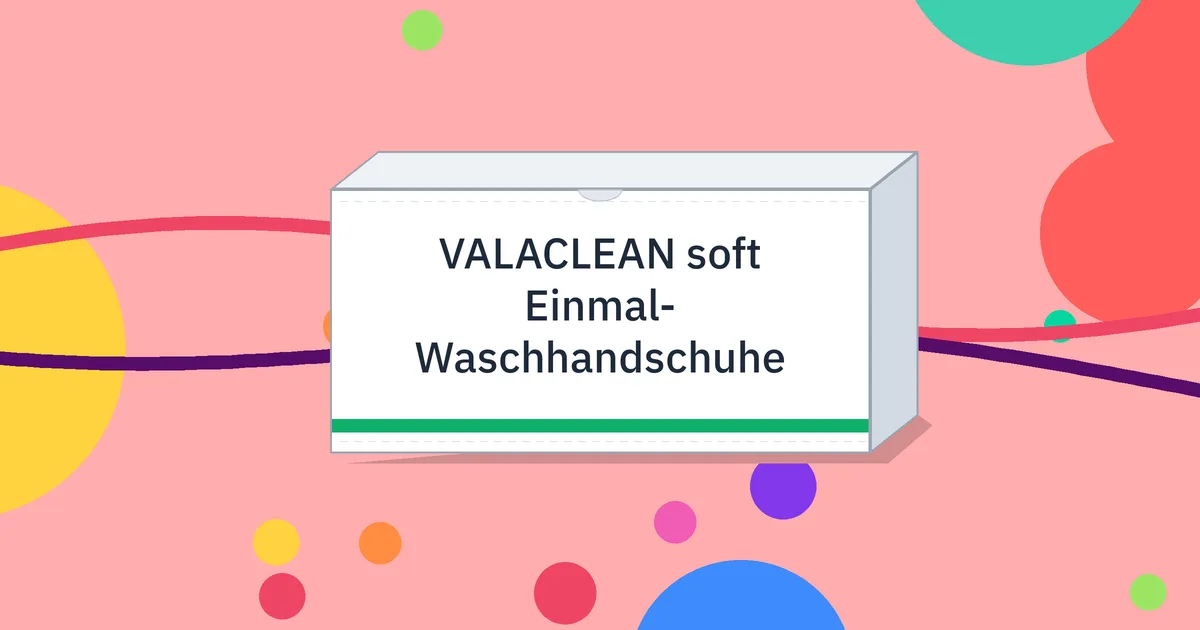 Symbolbild: Packung mit der Aufschrift VALACLEAN soft Einmal-Waschhandschuhe (PZN 19362295) – Verfügbarkeit und Bezug in Apotheken in Frankfurt am Main
