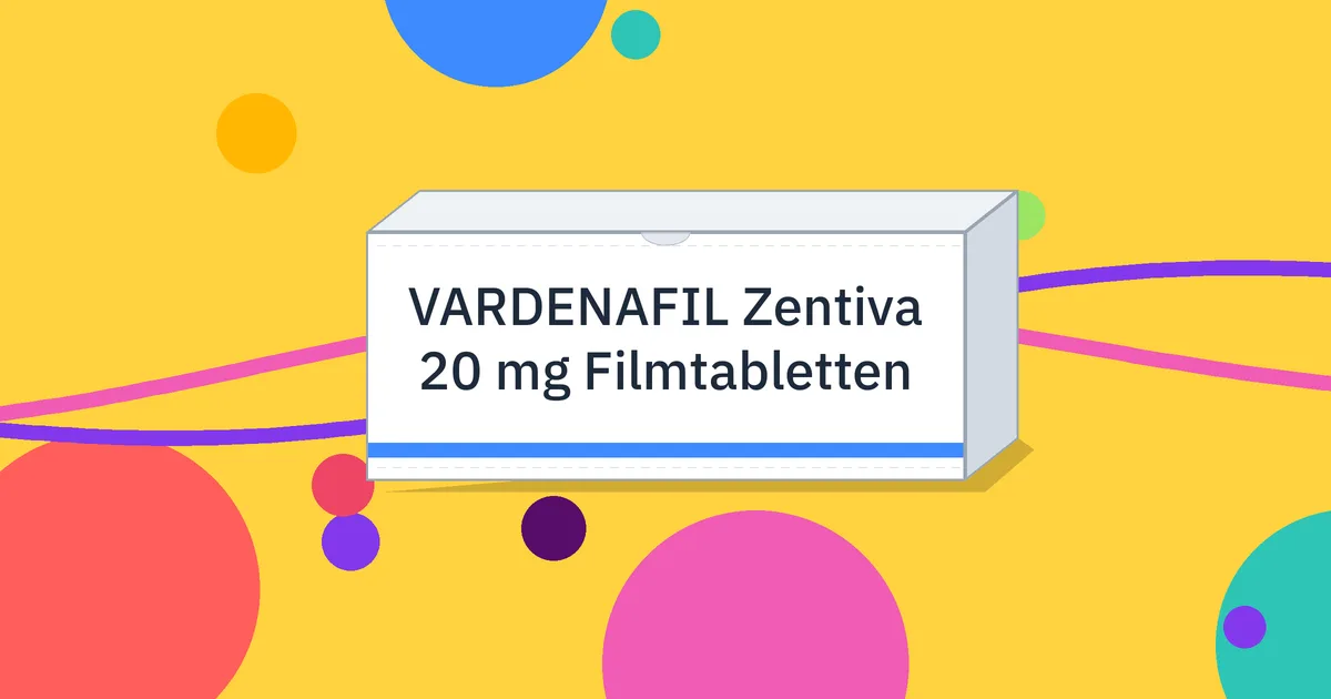Symbolbild: Packung mit der Aufschrift VARDENAFIL Zentiva 20 mg Filmtabletten (PZN 14212792) – Verfügbarkeit und Bezug in Apotheken in Frankfurt am Main