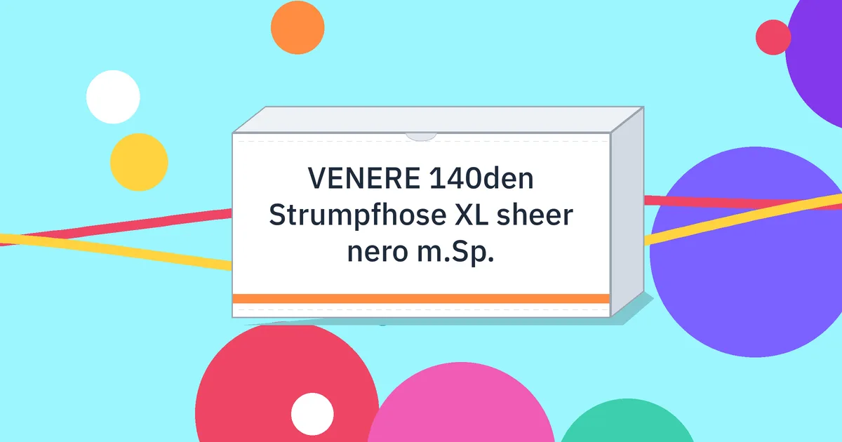 Symbolbild: Packung mit der Aufschrift VENERE 140den Strumpfhose XL sheer nero m.Sp. (PZN 16171465) – Verfügbarkeit und Bezug in Apotheken in Frankfurt am Main