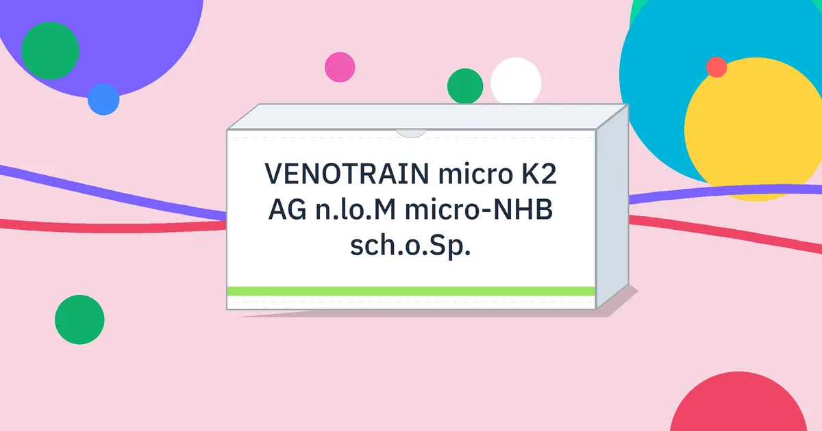 Symbolbild: Packung mit der Aufschrift VENOTRAIN micro K2 AG n.lo.M micro-NHB sch.o.Sp. (PZN 16066716) – Verfügbarkeit und Bezug in Apotheken in Frankfurt am Main