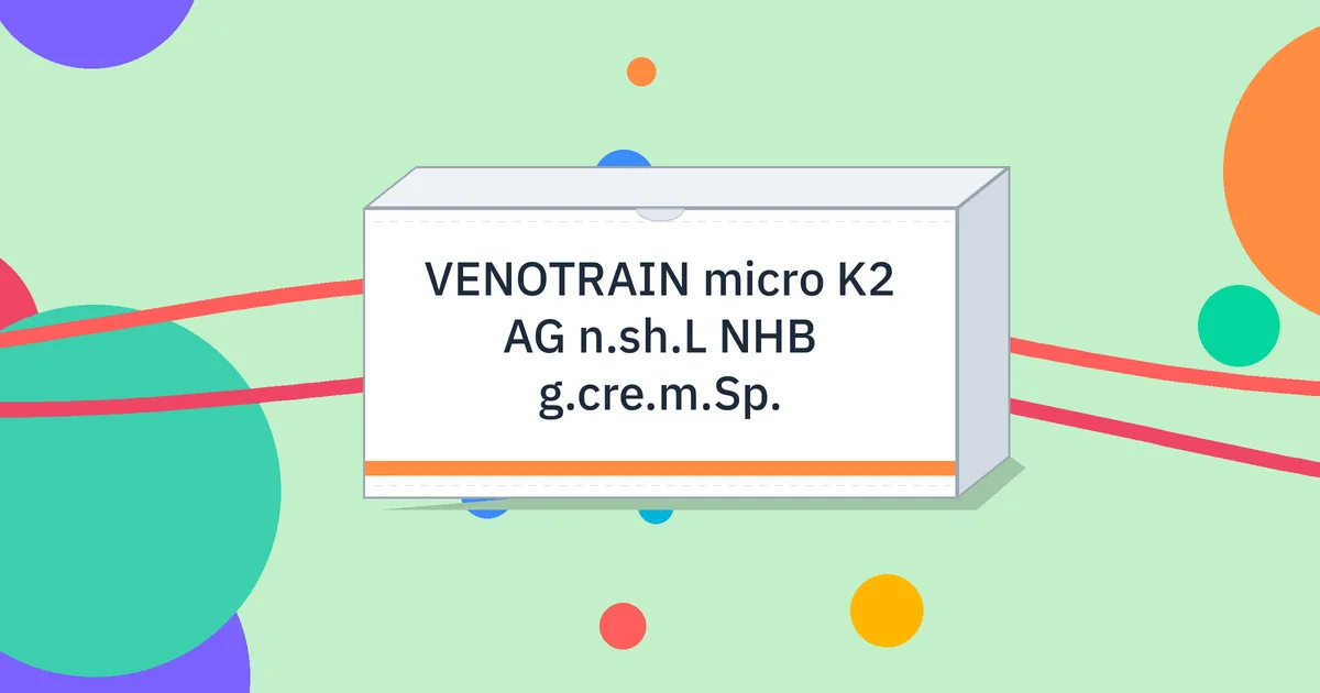 Symbolbild: Packung mit der Aufschrift VENOTRAIN micro K2 AG n.sh.L NHB g.cre.m.Sp. (PZN 05998983) – Verfügbarkeit und Bezug in Apotheken in Frankfurt am Main
