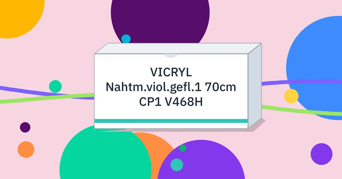 Symbolbild: Packung mit der Aufschrift VICRYL Nahtm.viol.gefl.1 70cm CP1 V468H (PZN 16809761) – Verfügbarkeit und Bezug in Apotheken in Frankfurt am Main