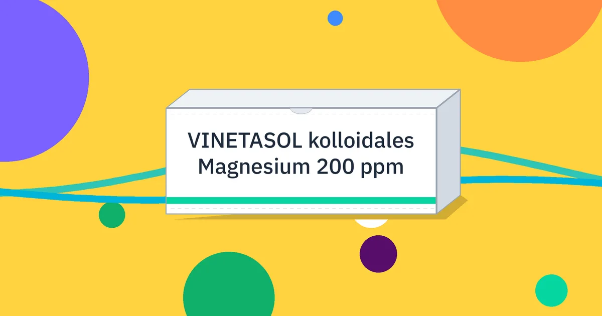 Symbolbild: Packung mit der Aufschrift VINETASOL kolloidales Magnesium 200 ppm (PZN 18391774) – Verfügbarkeit und Bezug in Apotheken in Frankfurt am Main