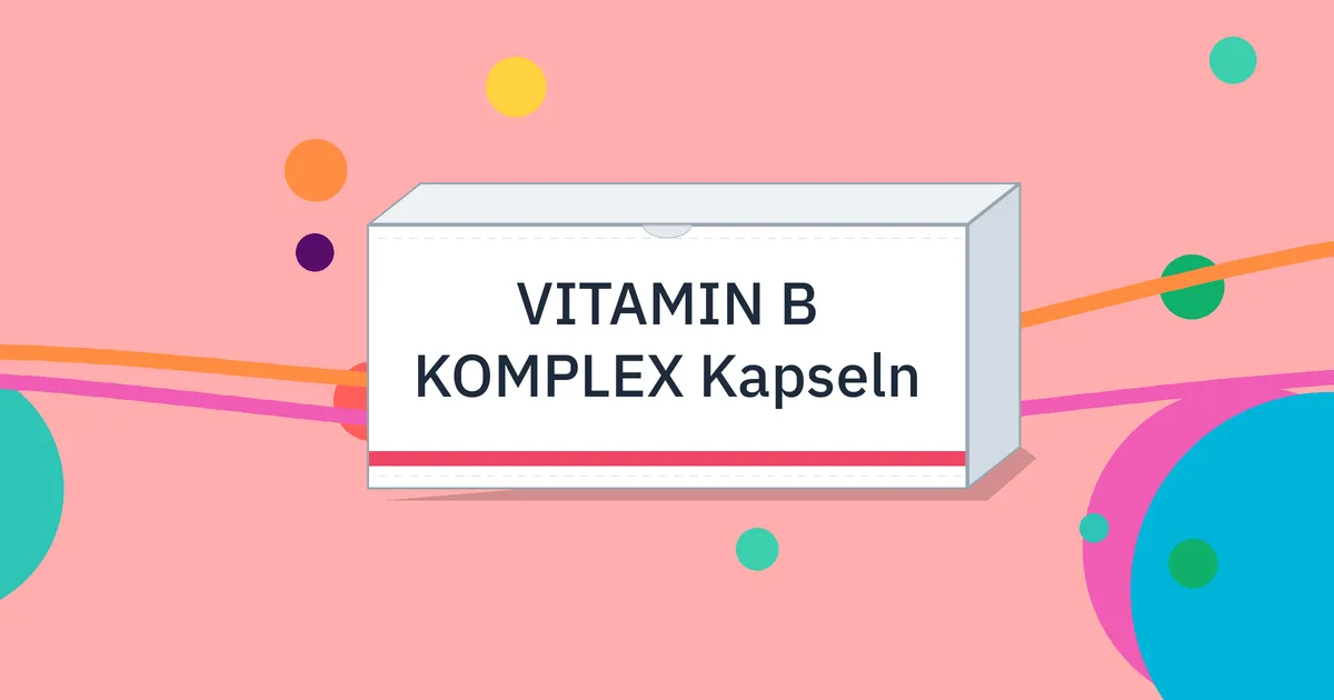 Symbolbild: Packung mit der Aufschrift VITAMIN B KOMPLEX Kapseln (PZN 01351351) – Verfügbarkeit und Bezug in Apotheken in Frankfurt am Main