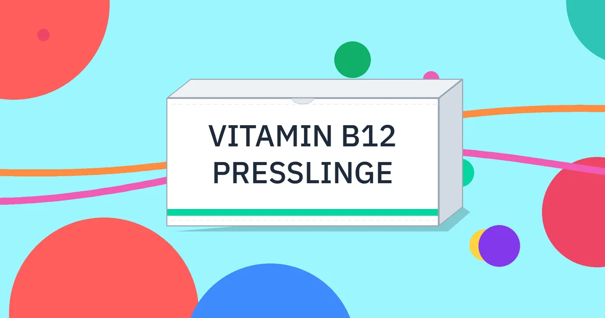 Symbolbild: Packung mit der Aufschrift VITAMIN B12 PRESSLINGE (PZN 17878824) – Verfügbarkeit und Bezug in Apotheken in Frankfurt am Main