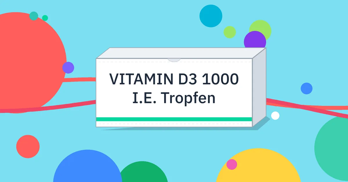 Symbolbild: Packung mit der Aufschrift VITAMIN D3 1000 I.E. Tropfen (PZN 17968013) – Verfügbarkeit und Bezug in Apotheken in Frankfurt am Main