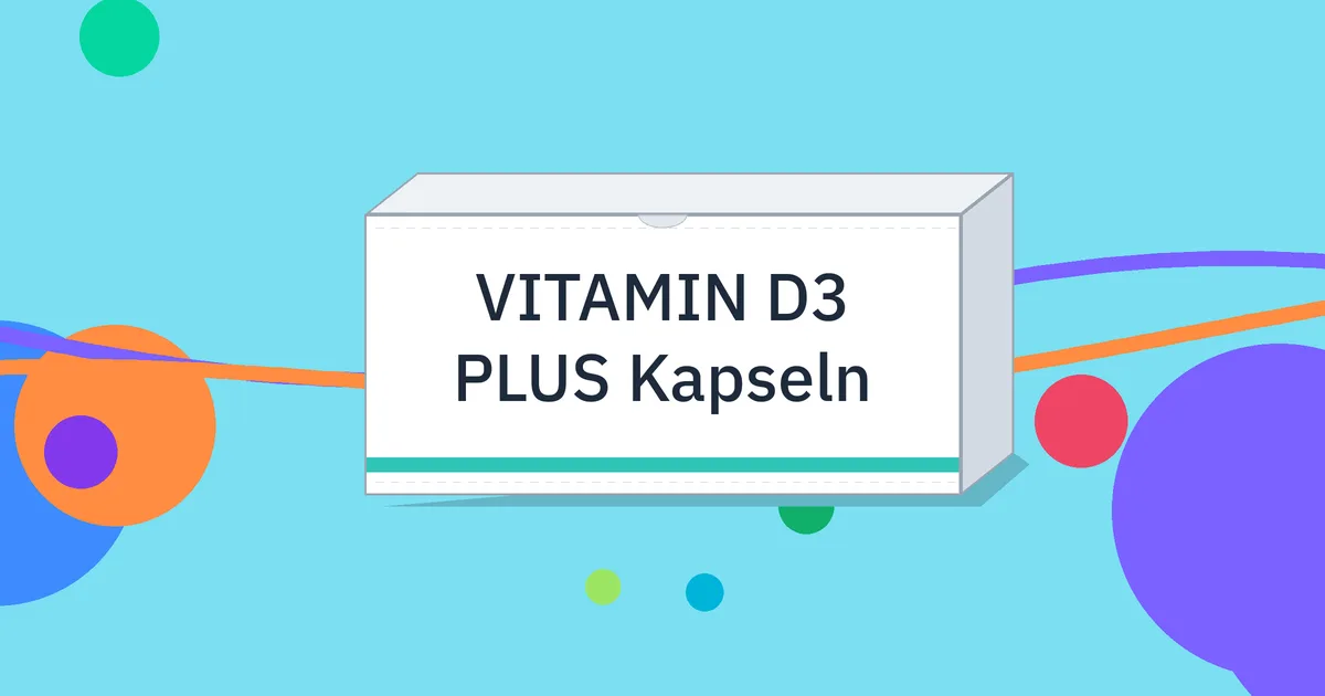 Symbolbild: Packung mit der Aufschrift VITAMIN D3 PLUS Kapseln (PZN 12894310) – Verfügbarkeit und Bezug in Apotheken in Frankfurt am Main