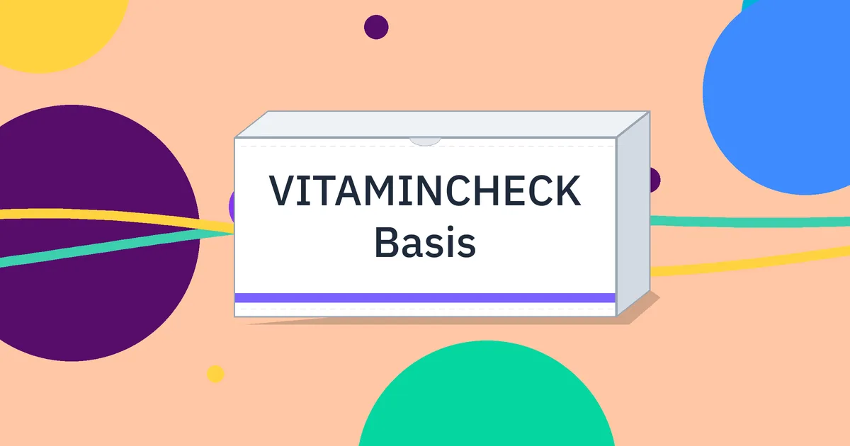 Symbolbild: Packung mit der Aufschrift VITAMINCHECK Basis (PZN 09542027) – Verfügbarkeit und Bezug in Apotheken in Frankfurt am Main
