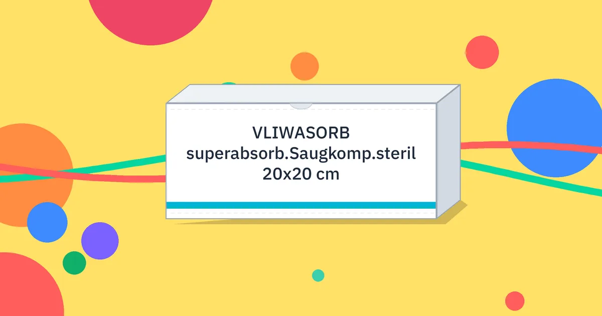 Symbolbild: Packung mit der Aufschrift VLIWASORB superabsorb.Saugkomp.steril 20x20 cm (PZN 18090481) – Verfügbarkeit und Bezug in Apotheken in Frankfurt am Main