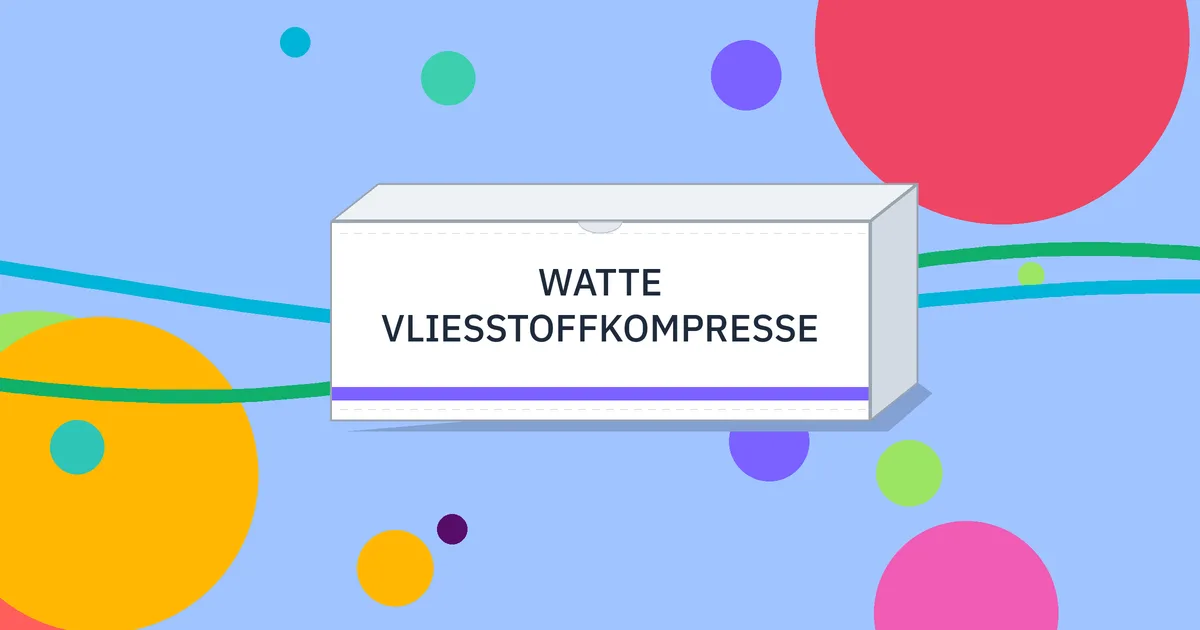 Symbolbild: Packung mit der Aufschrift WATTE VLIESSTOFFKOMPRESSE (PZN 03369378) – Verfügbarkeit und Bezug in Apotheken in Frankfurt am Main