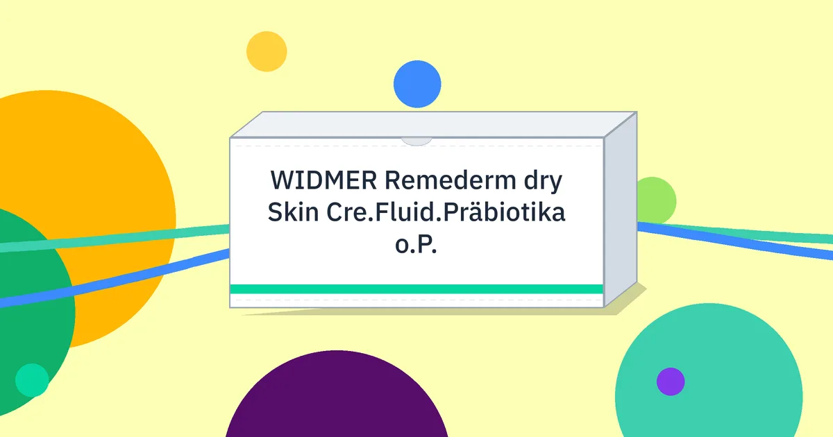 Symbolbild: Packung mit der Aufschrift WIDMER Remederm dry Skin Cre.Fluid.Präbiotika o.P. (PZN 19747581) – Verfügbarkeit und Bezug in Apotheken in Frankfurt am Main