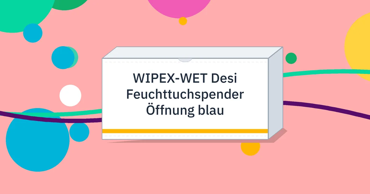 Symbolbild: Packung mit der Aufschrift WIPEX-WET Desi Feuchttuchspender Öffnung blau (PZN 15238486) – Verfügbarkeit und Bezug in Apotheken in Frankfurt am Main