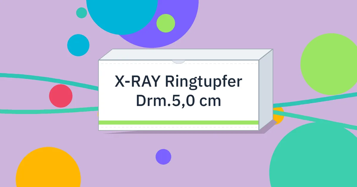 Symbolbild: Packung mit der Aufschrift X-RAY Ringtupfer Drm.5,0 cm (PZN 06607743) – Verfügbarkeit und Bezug in Apotheken in Frankfurt am Main