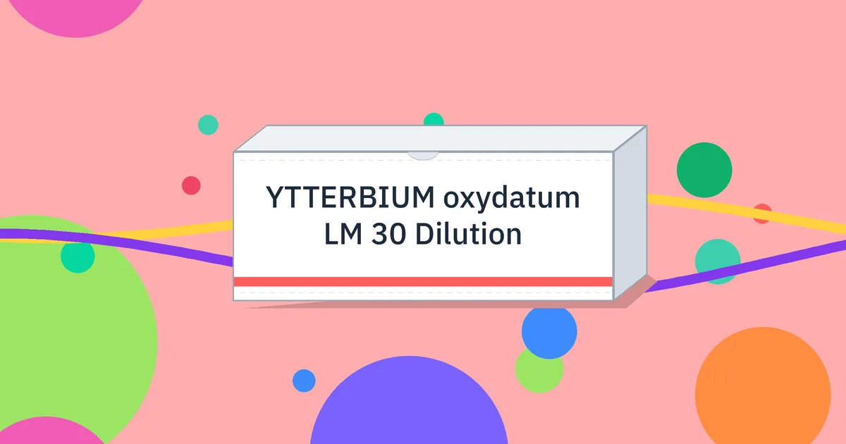 Symbolbild: Packung mit der Aufschrift YTTERBIUM oxydatum LM 30 Dilution (PZN 13287322) – Verfügbarkeit und Bezug in Apotheken in Frankfurt am Main