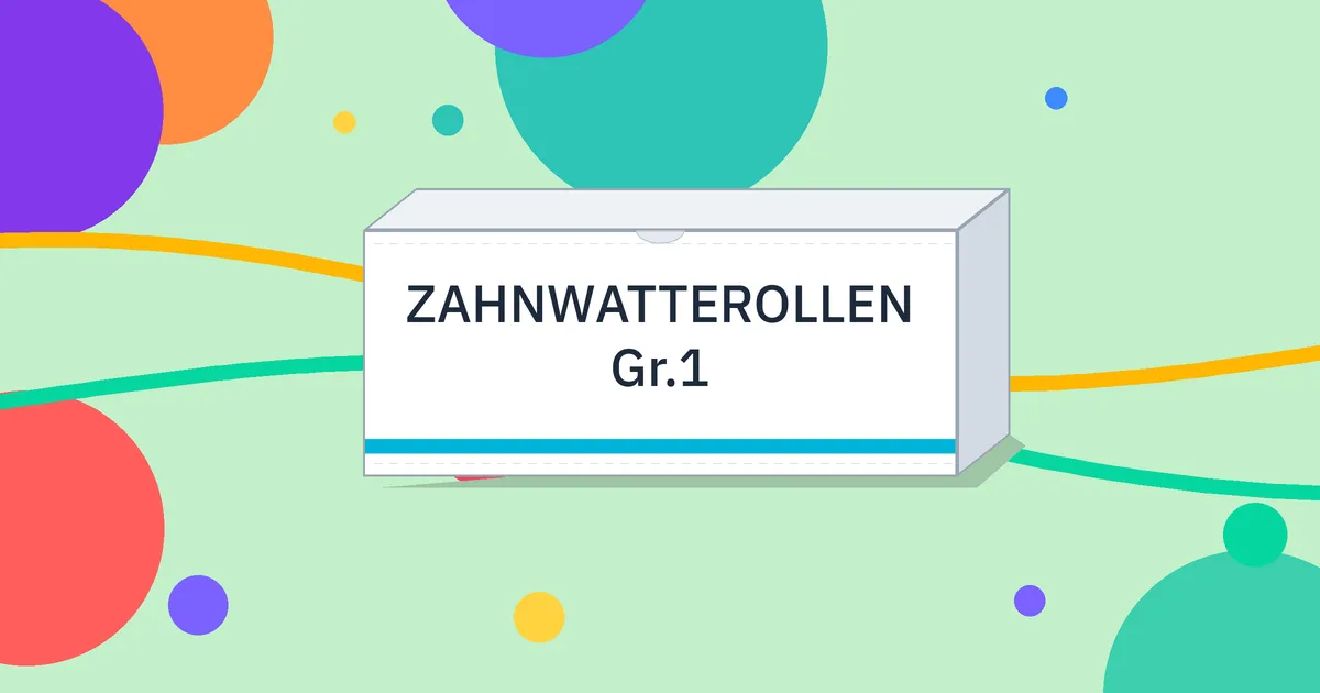 Symbolbild: Packung mit der Aufschrift ZAHNWATTEROLLEN Gr.1 (PZN 01723203) – Verfügbarkeit und Bezug in Apotheken in Frankfurt am Main