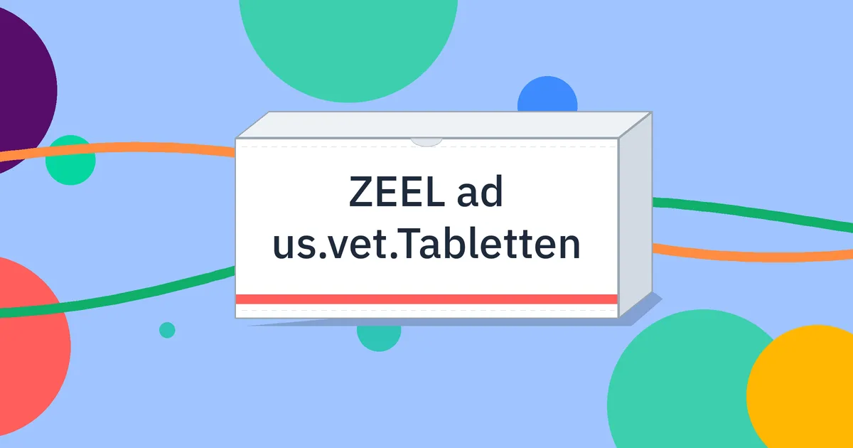 Symbolbild: Packung mit der Aufschrift ZEEL ad us.vet.Tabletten (PZN 02858738) – Verfügbarkeit und Bezug in Apotheken in Frankfurt am Main