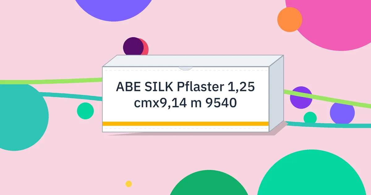 Symbolbild: Packung mit der Aufschrift ABE SILK Pflaster 1,25 cmx9,14 m 9540 (PZN 03916834) – Verfügbarkeit und Bezug in Apotheken in Frankfurt am Main