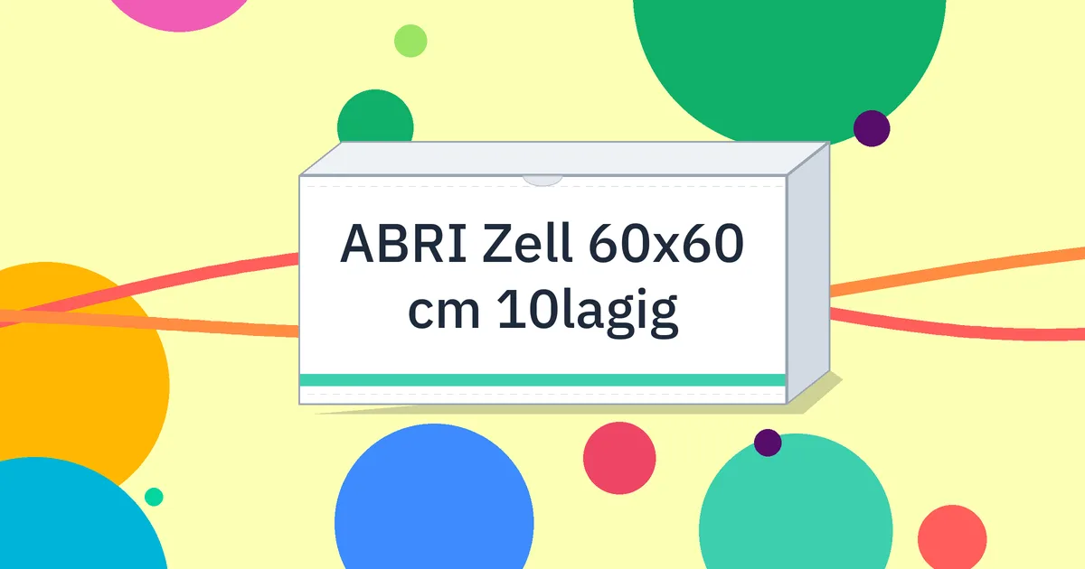 Symbolbild: Packung mit der Aufschrift ABRI Zell 60x60 cm 10lagig (PZN 02739301) – Verfügbarkeit und Bezug in Apotheken in Frankfurt am Main