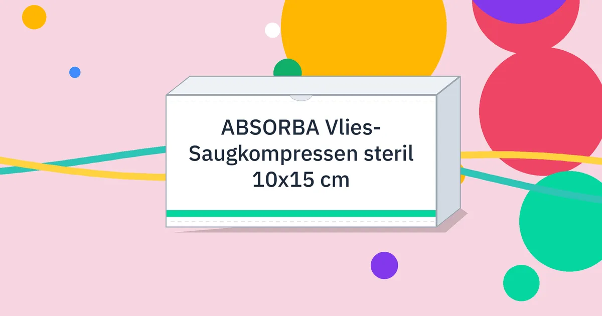 Symbolbild: Packung mit der Aufschrift ABSORBA Vlies-Saugkompressen steril 10x15 cm (PZN 03380374) – Verfügbarkeit und Bezug in Apotheken in Frankfurt am Main