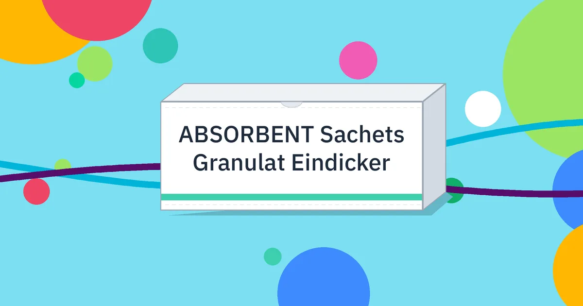 Symbolbild: Packung mit der Aufschrift ABSORBENT Sachets Granulat Eindicker (PZN 10169823) – Verfügbarkeit und Bezug in Apotheken in Frankfurt am Main
