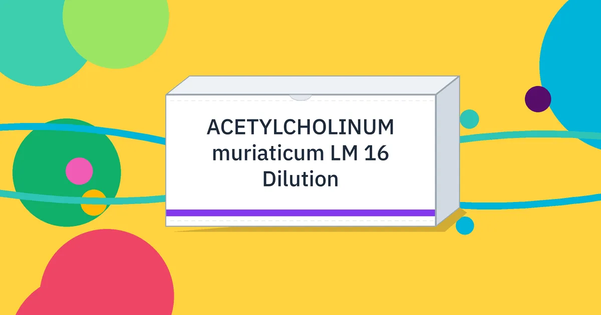 Symbolbild: Packung mit der Aufschrift ACETYLCHOLINUM muriaticum LM 16 Dilution (PZN 13266107) – Verfügbarkeit und Bezug in Apotheken in Frankfurt am Main
